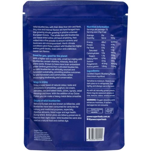 Power Super Foods Wild Blueberry Powder Certified Organic 180g | Shop ...