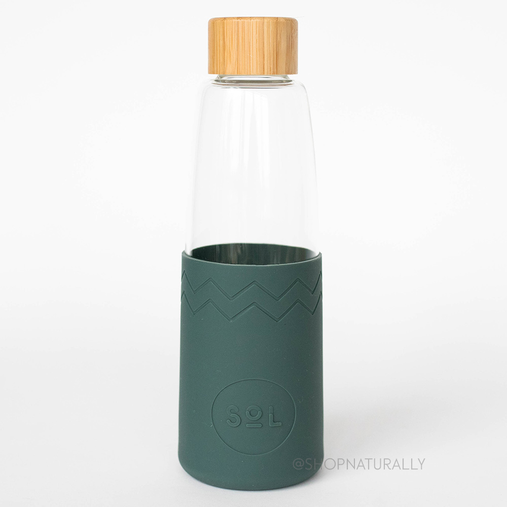 Sol Glass Water Bottle 850ml - Deep Sea Green | Shop Naturally